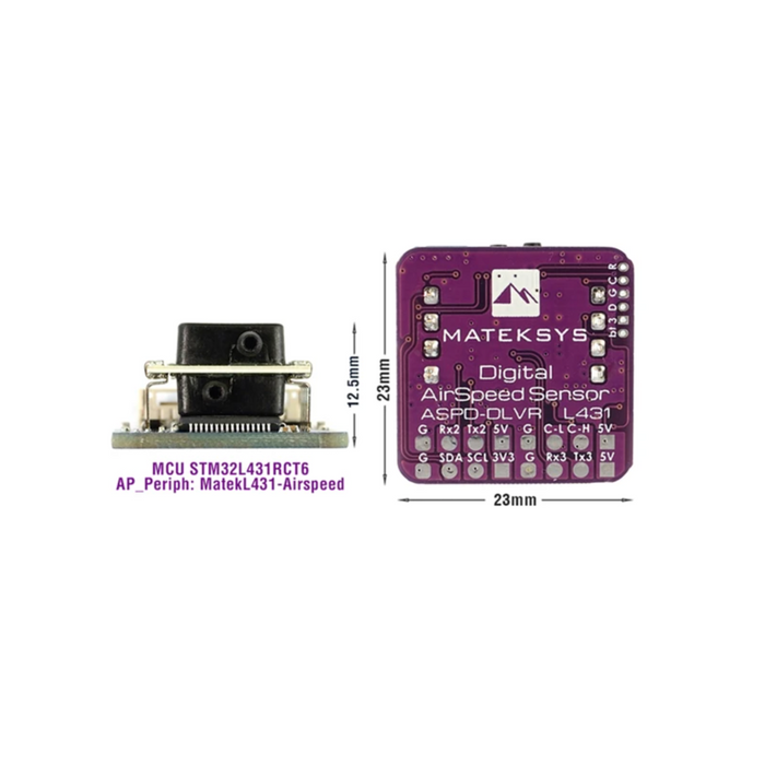 Mateksys Digital AirSpeed sensor ASPD-DLVR, I2C & UAVCAN L431 — Flying ...